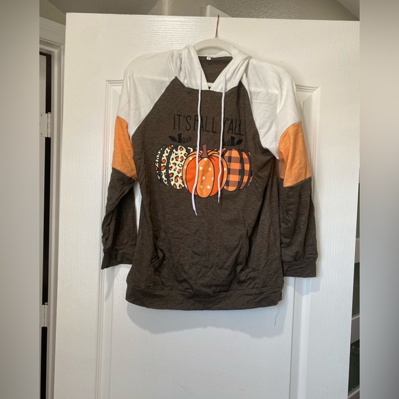 Tops | New Wo Tags Womens Fall Pumpkin Hoodie Brown Orange And White ...